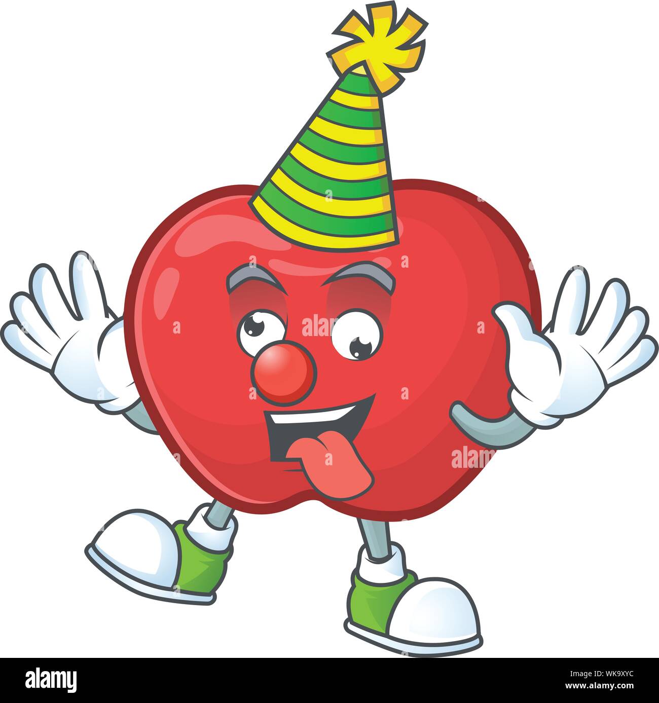 Clown cute apple character mascot with object cartoon vector ...