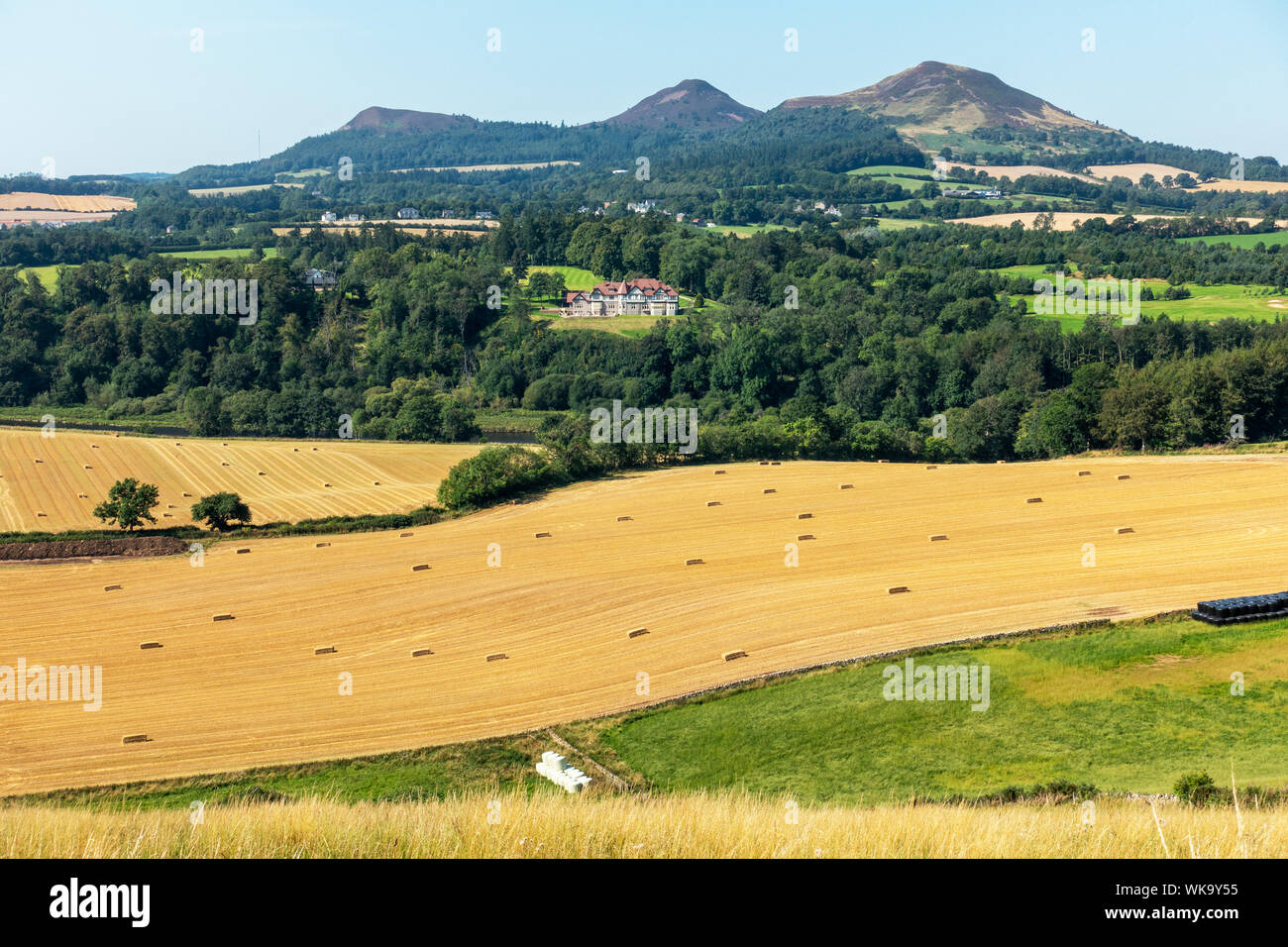 View looking west across the Tweed Valley towards the Eildon Hills ...