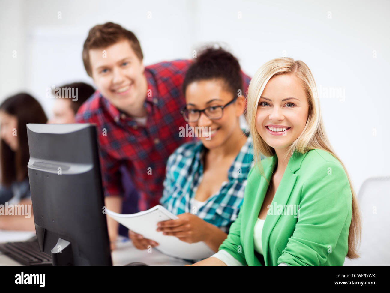 students with computer studying at school Stock Photo - Alamy