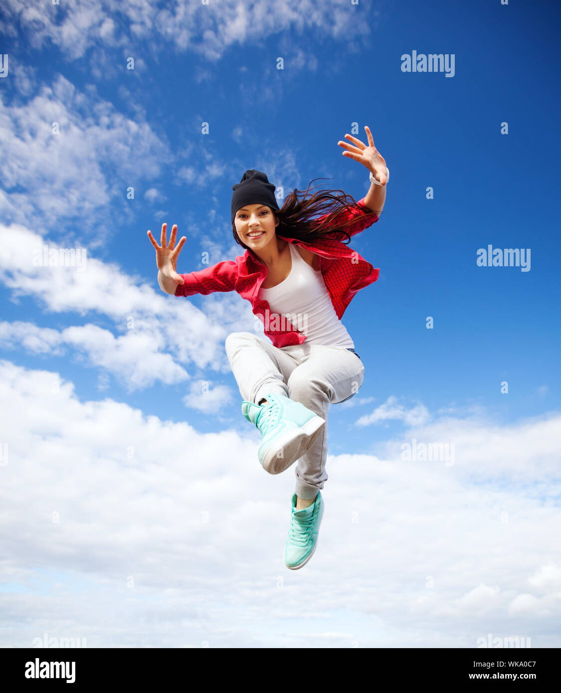 sport, dancing and urban culture concept - beautiful dancing girl ...