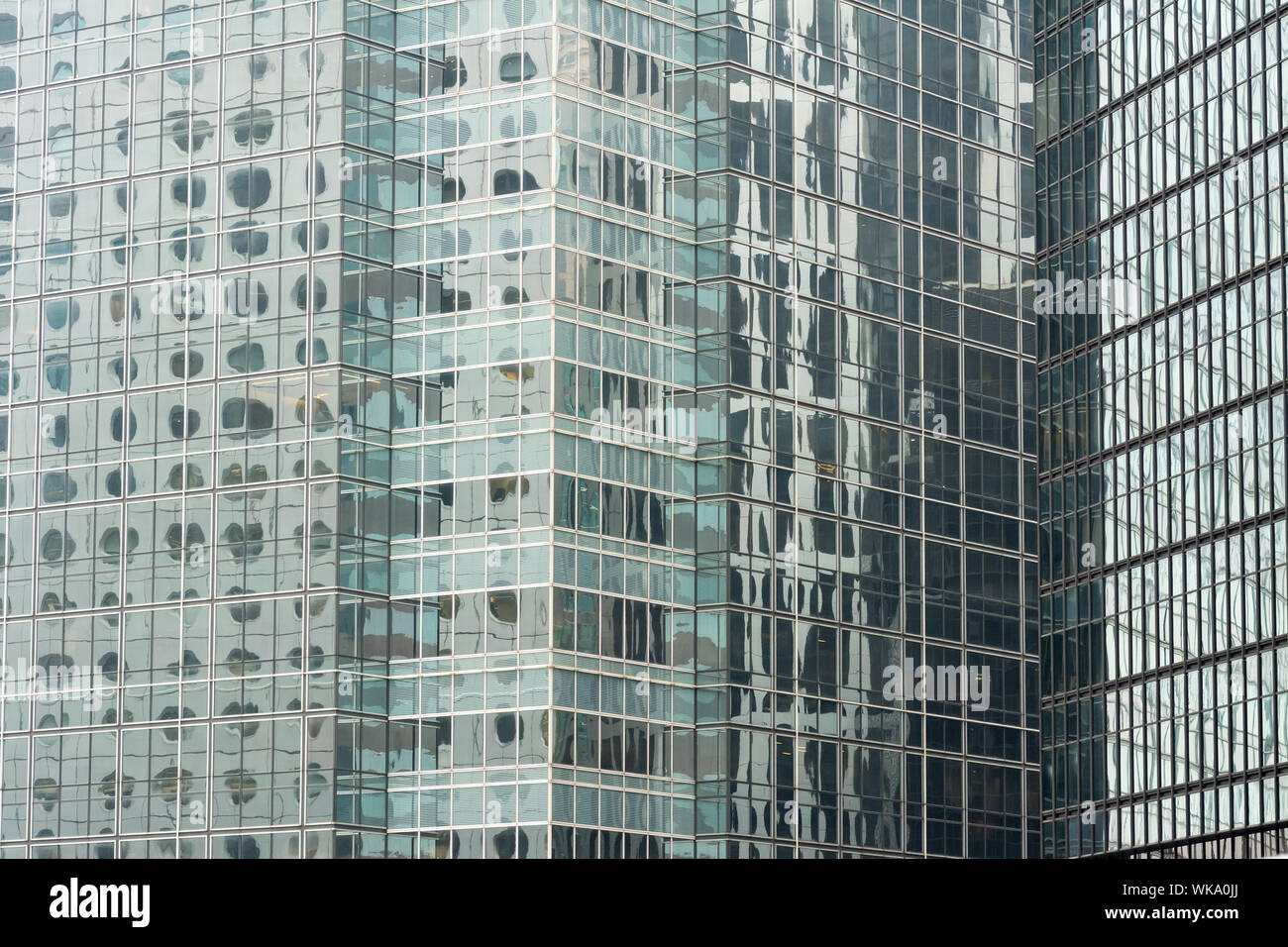 Office glass windows with beautiful reflection in Hong Kong, Asia Stock ...