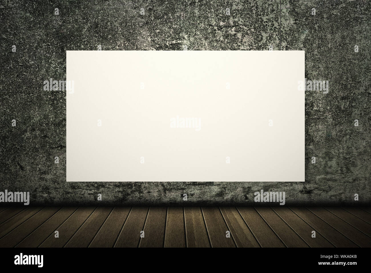 White blank board on wall with nobody Stock Photo - Alamy