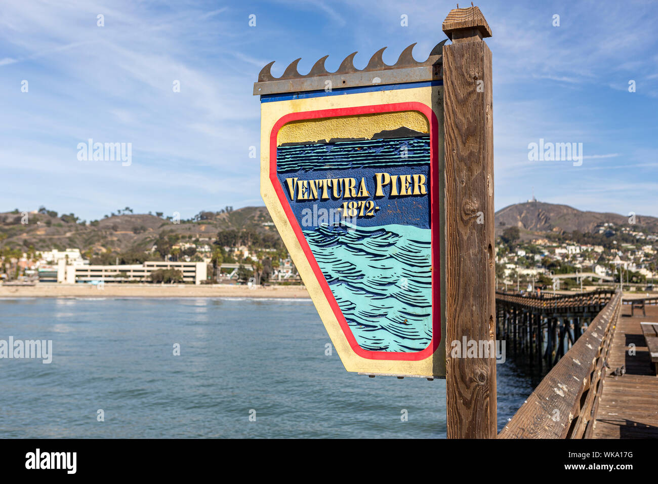 Ventura Pier sign, California Stock Photo - Alamy