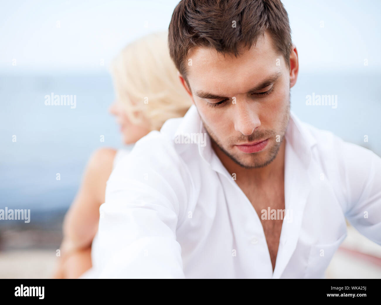 stressed man with man outside Stock Photo - Alamy