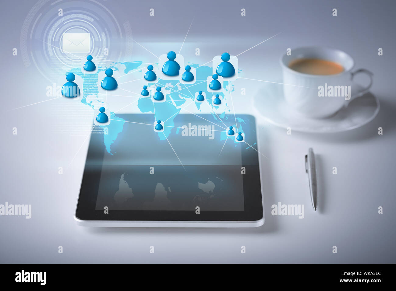 technology, internet and networking concept - illustration of tablet pc ...