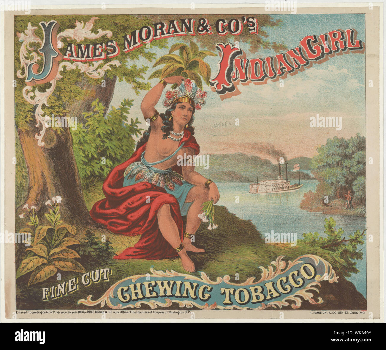 James Moran & Co.'s Indian Girl Chewing Tobacco Stock Photo - Alamy