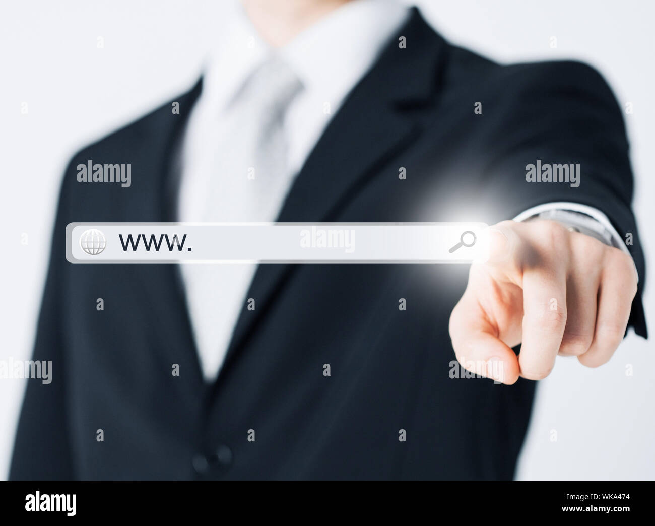 technology, searching system and internet concept - businessman ...
