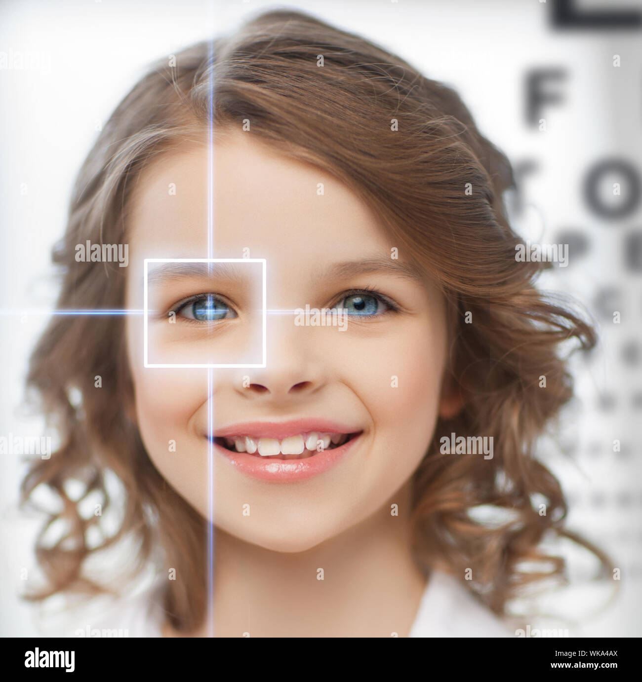 cute girl with eye chart Stock Photo - Alamy