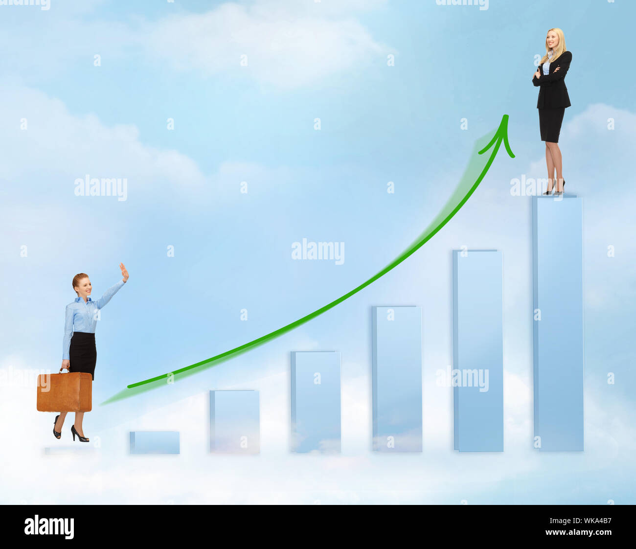 businesswomen with big 3d chart Stock Photo - Alamy