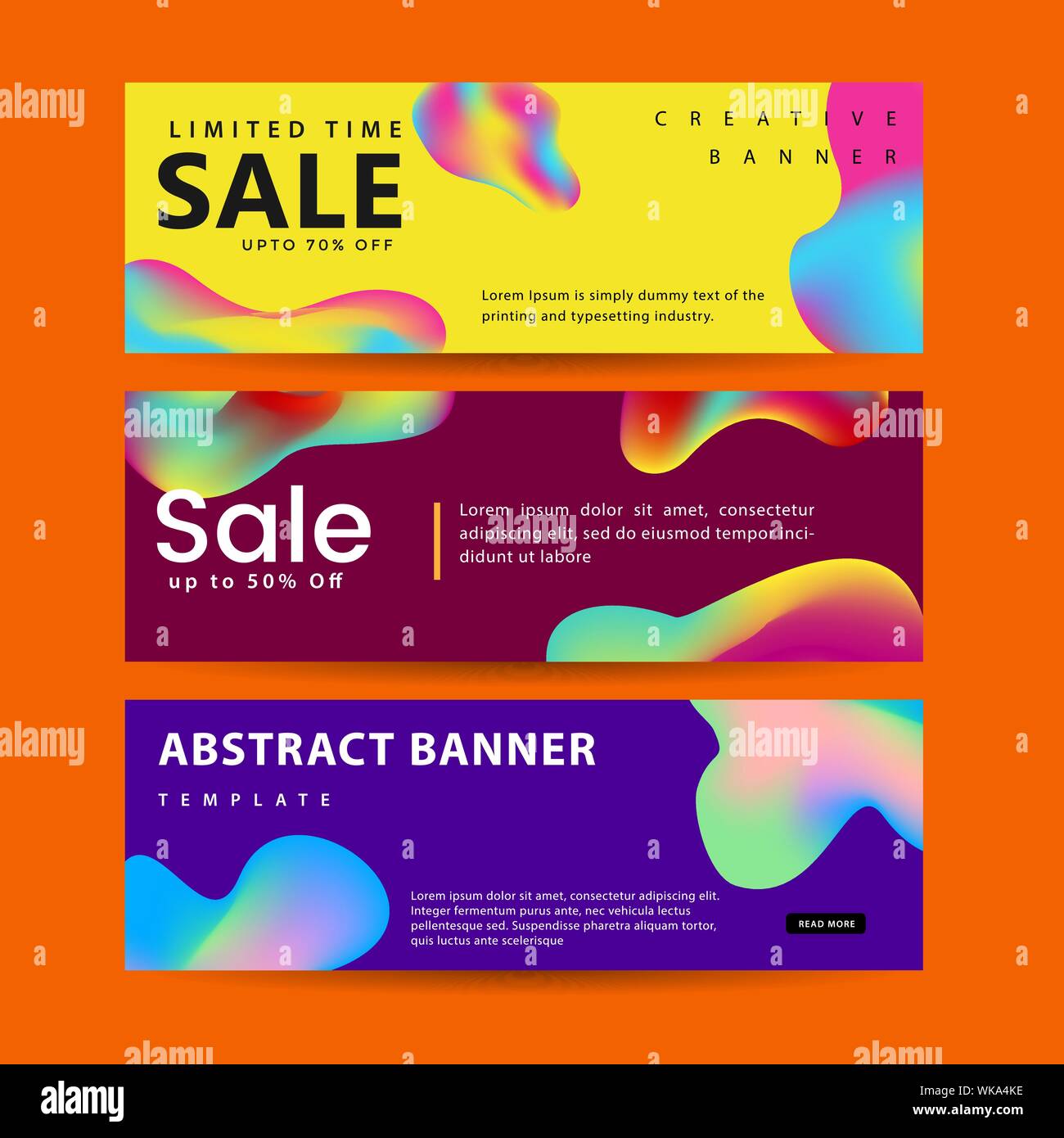 Set of abstract modern graphic liquid banners. Dynamical waves ...