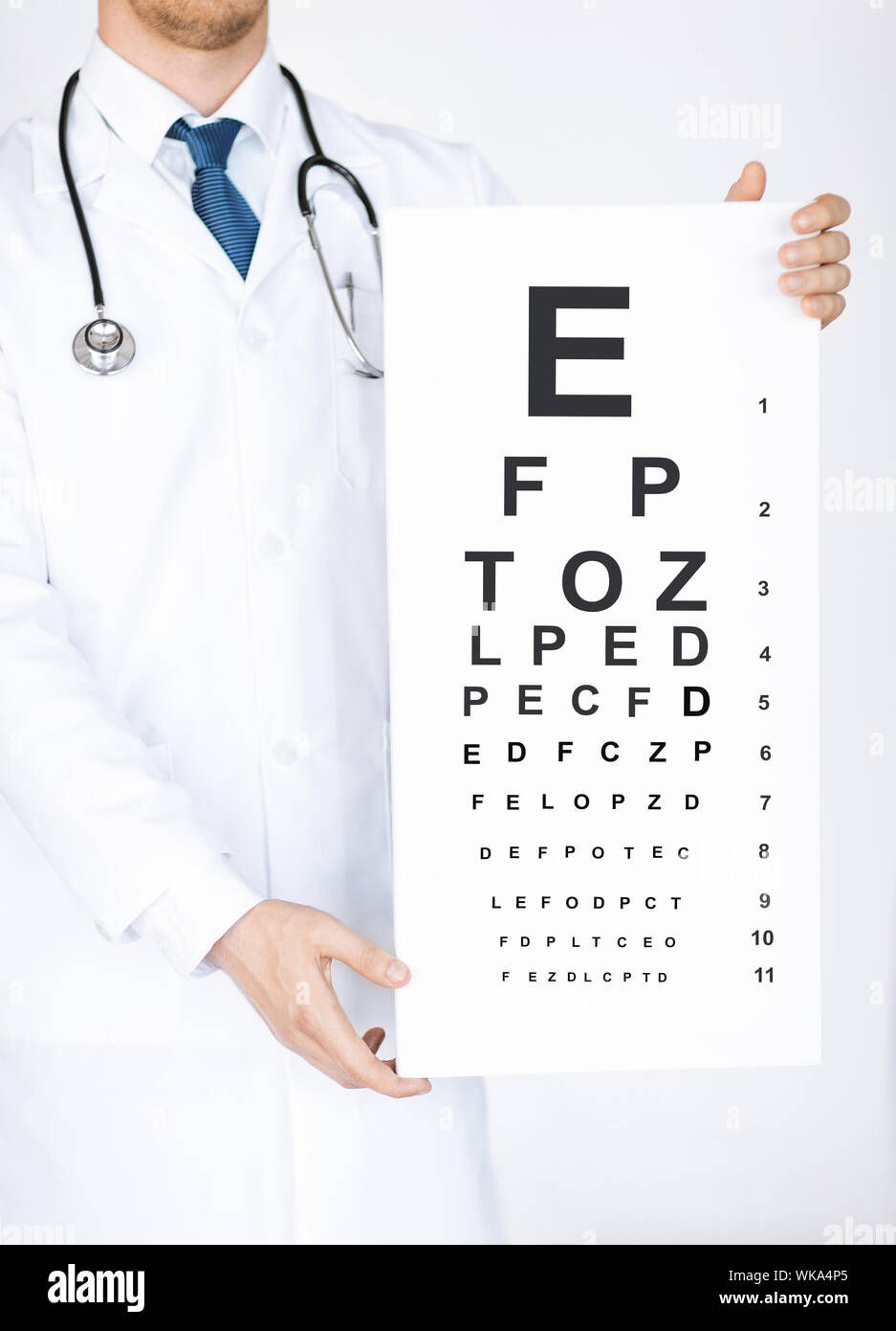 healthcare, medicine and vision concept - male ophthalmologist with eye ...