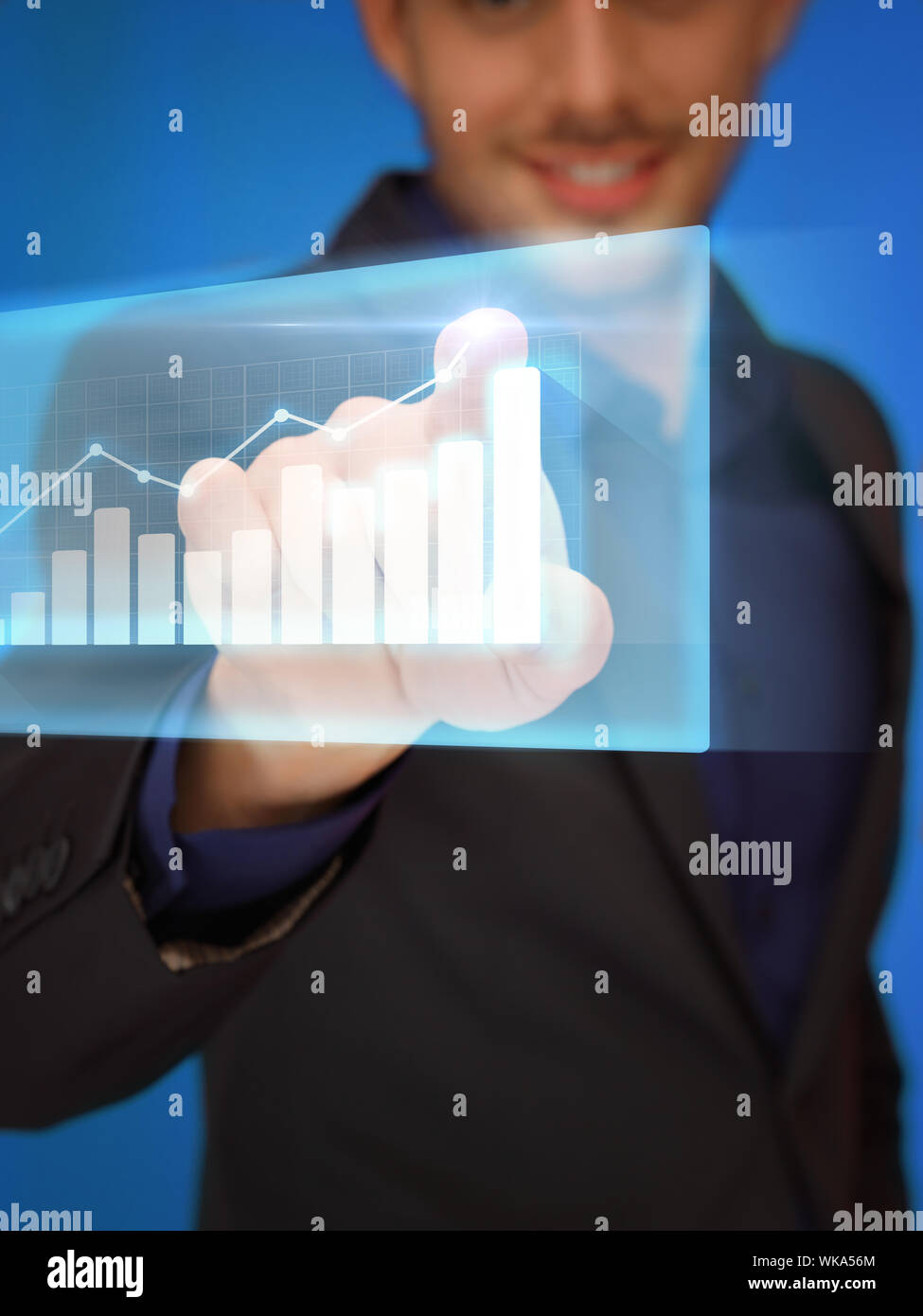 man touching virtual screen Stock Photo - Alamy