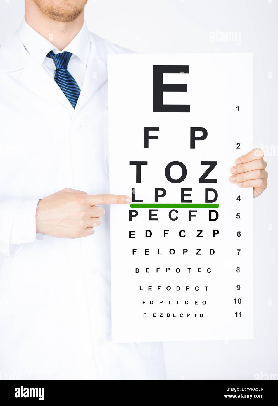 healthcare, medicine and vision concept - male ophthalmologist with eye ...