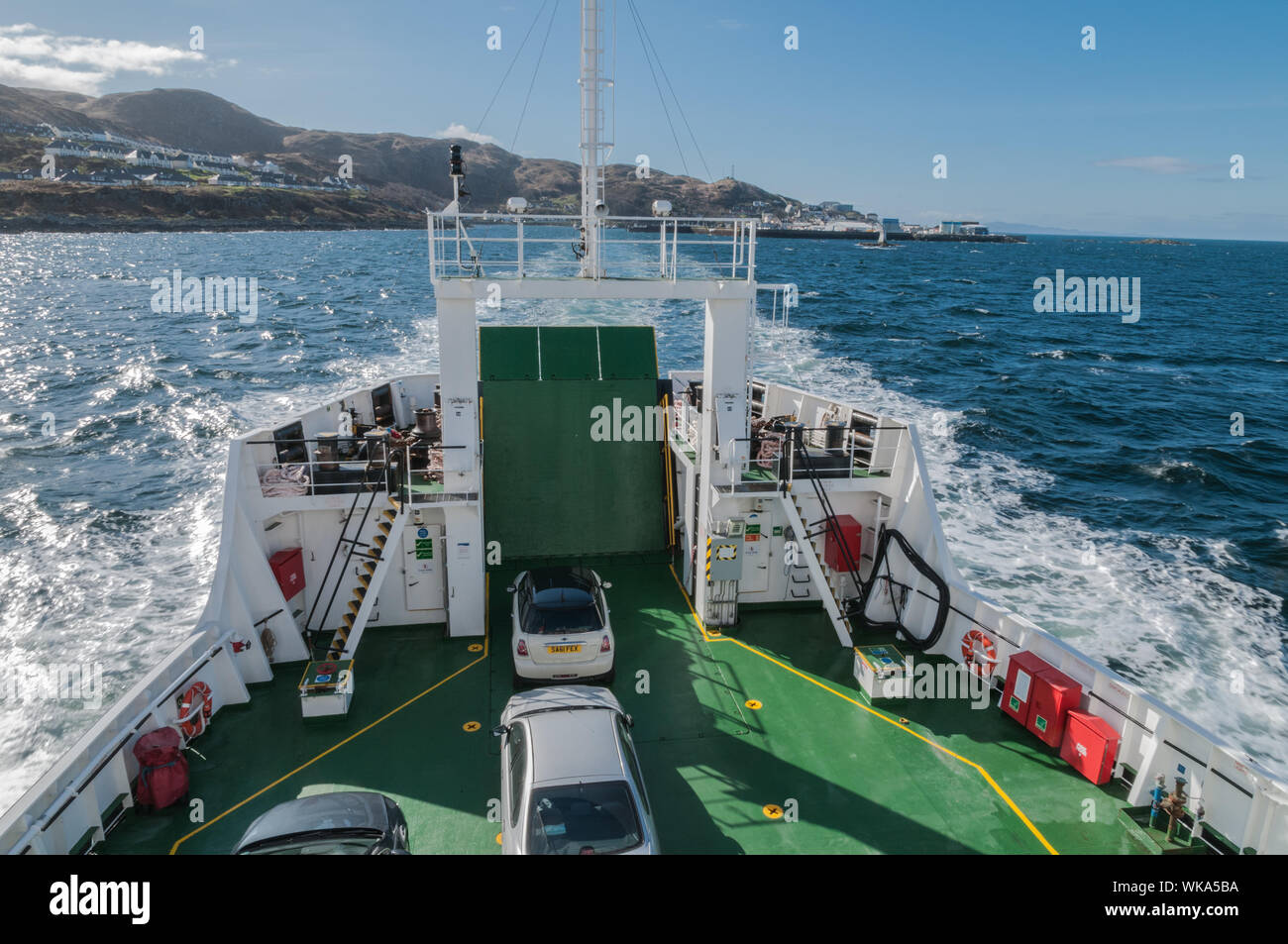 On board the Calmac car ferry Coruisk heading to Armadale Isle of Skye ...