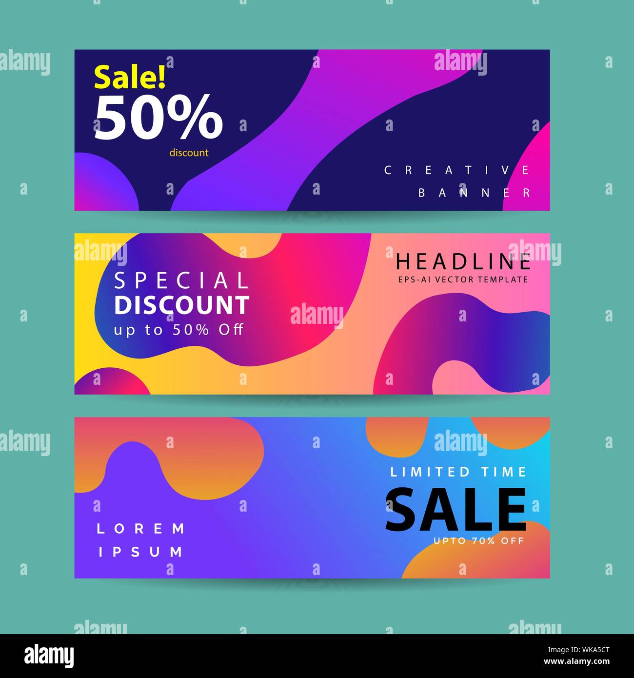 Set of abstract modern graphic liquid banners. Dynamical waves ...