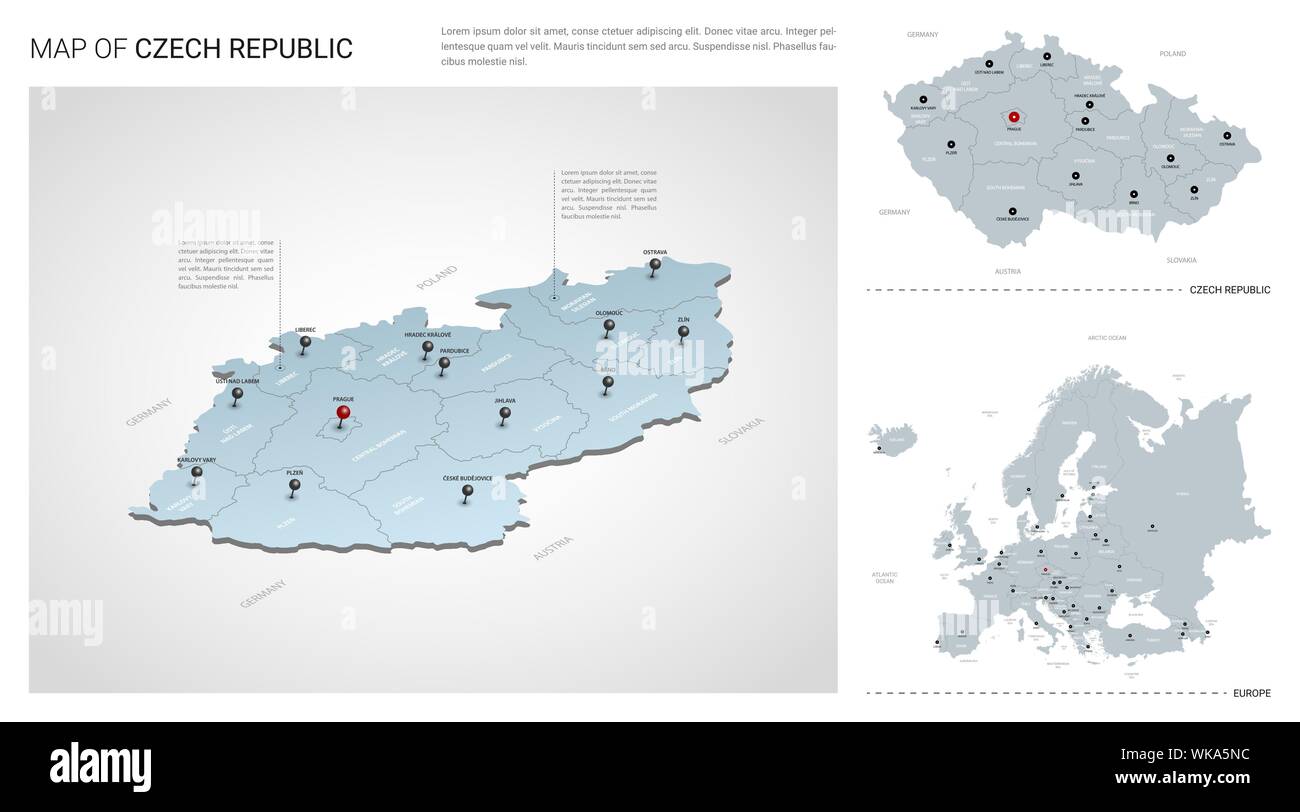 Vector set of Czech Republic country. Isometric 3d map, Czech Republic ...
