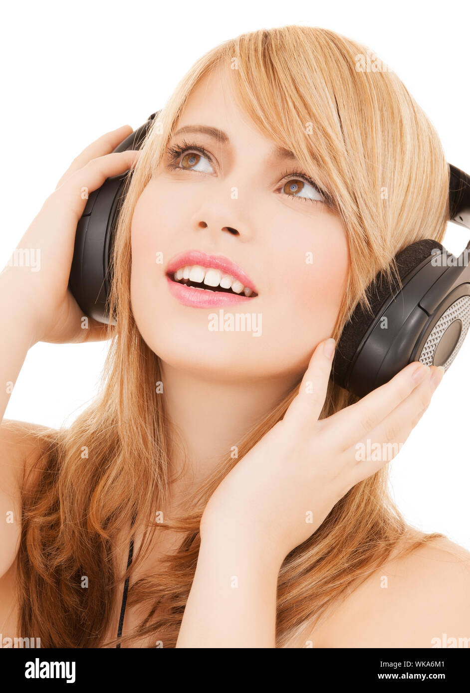 happy girl with headphones Stock Photo - Alamy