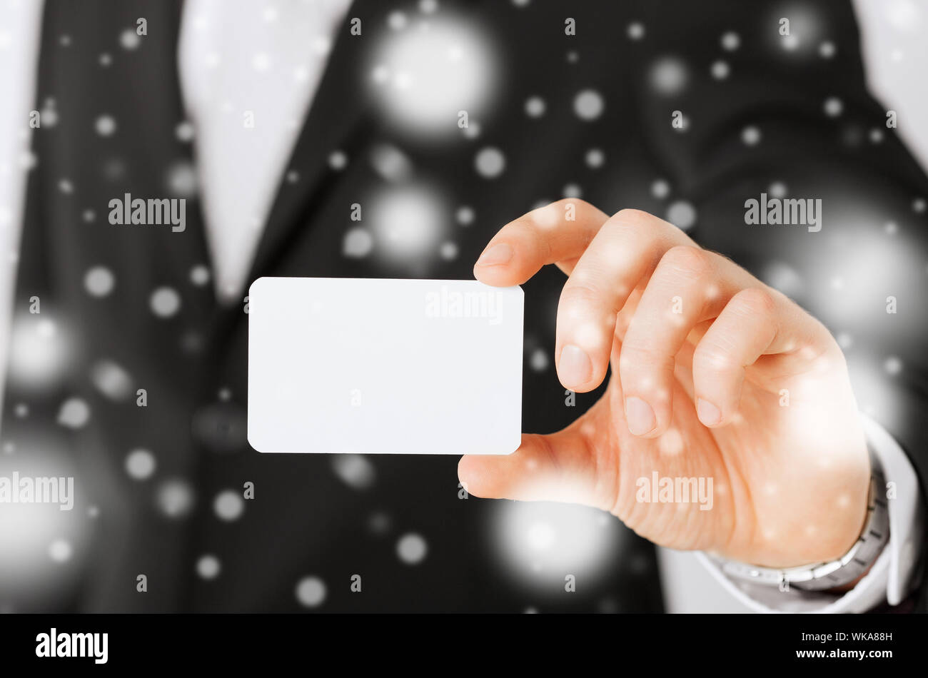 business, office, advertisement concept - businessman showing blank ...