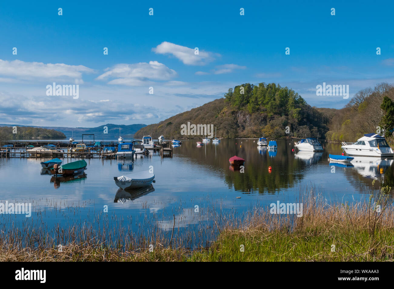 Boats on Loch Lomond at Balmaha Stirling District Scotland Stock Photo ...