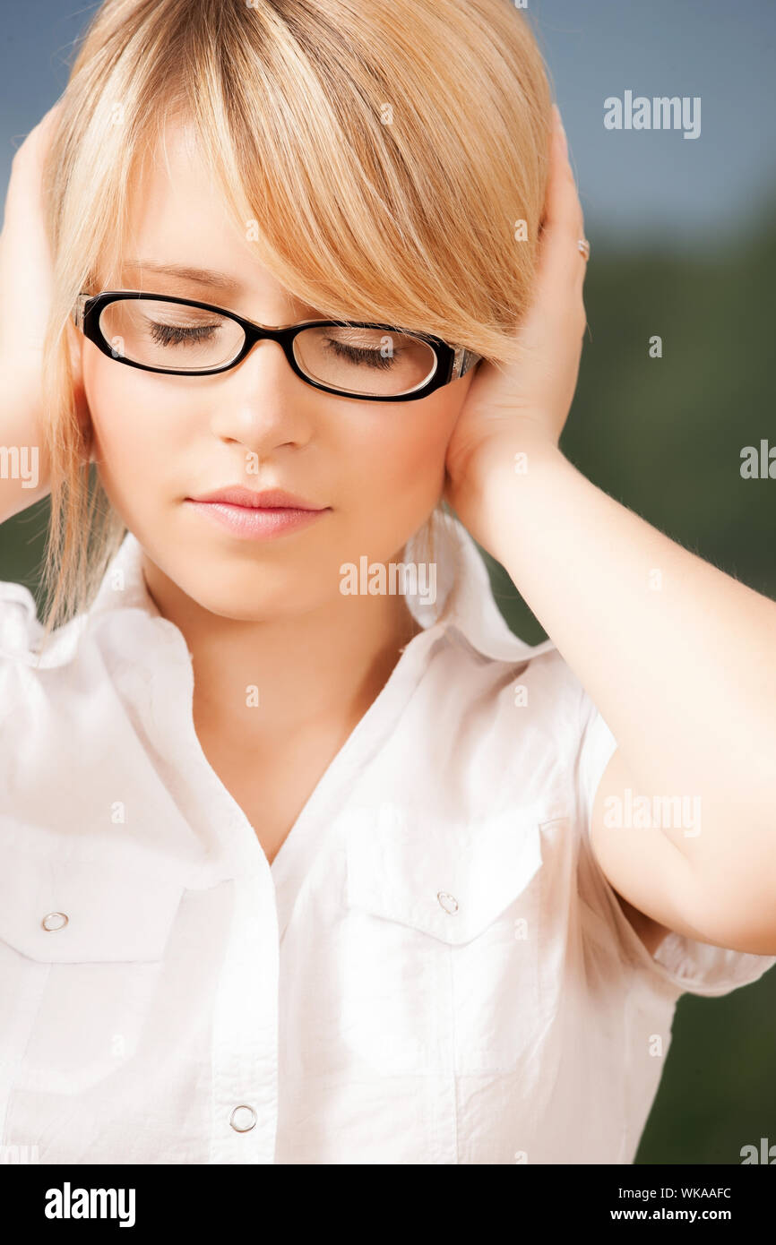 stressed businesswoman in office Stock Photo - Alamy