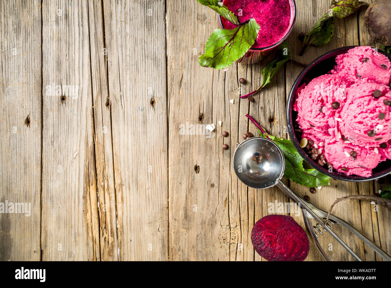 Vegan diet food concept. Healthy beet root ice cream with chocolate ...
