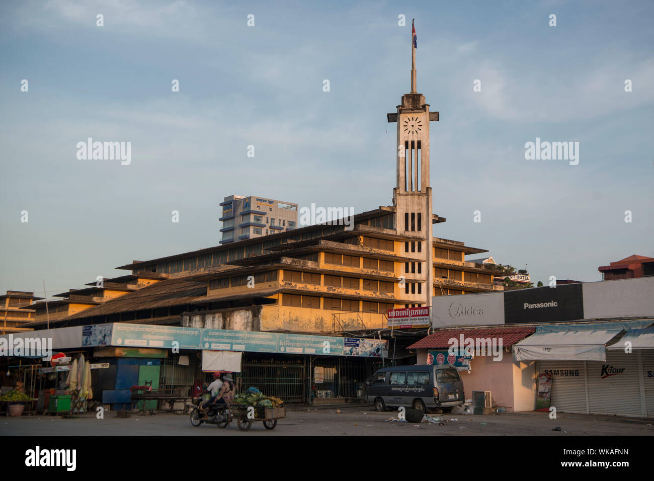 the Building of the Psar Nat market in the city centre of Battambang in ...