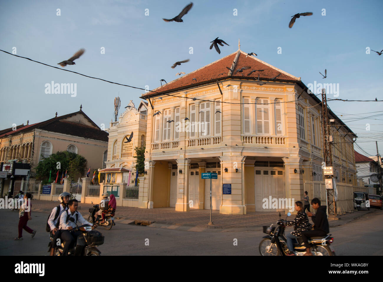 the colonial Building at the river front in the old town in the city ...