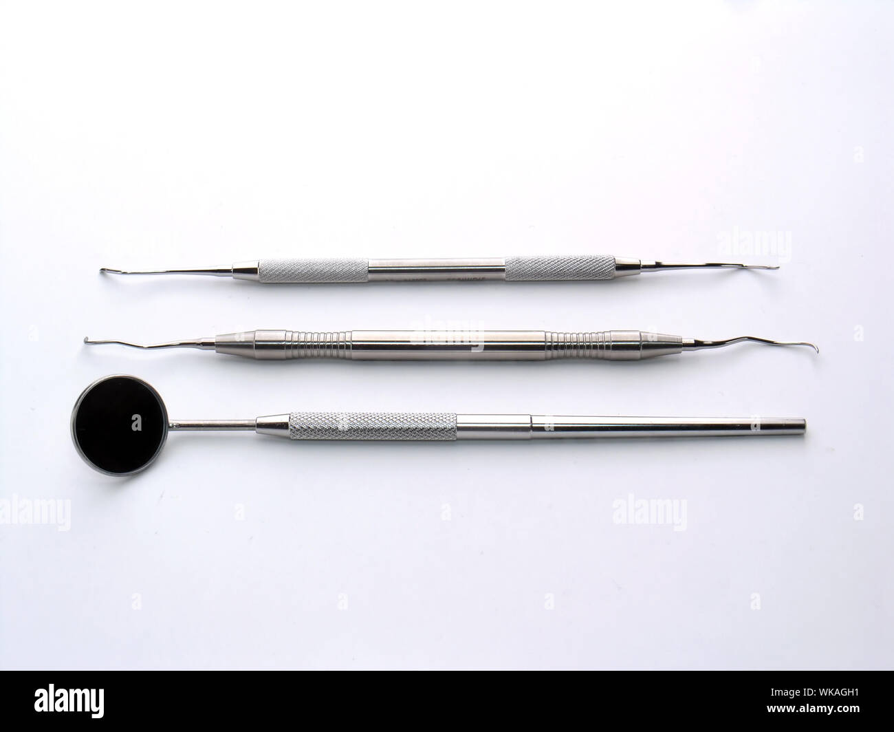 Aranged Dental Instruments on white background, metal, iron, steel ...