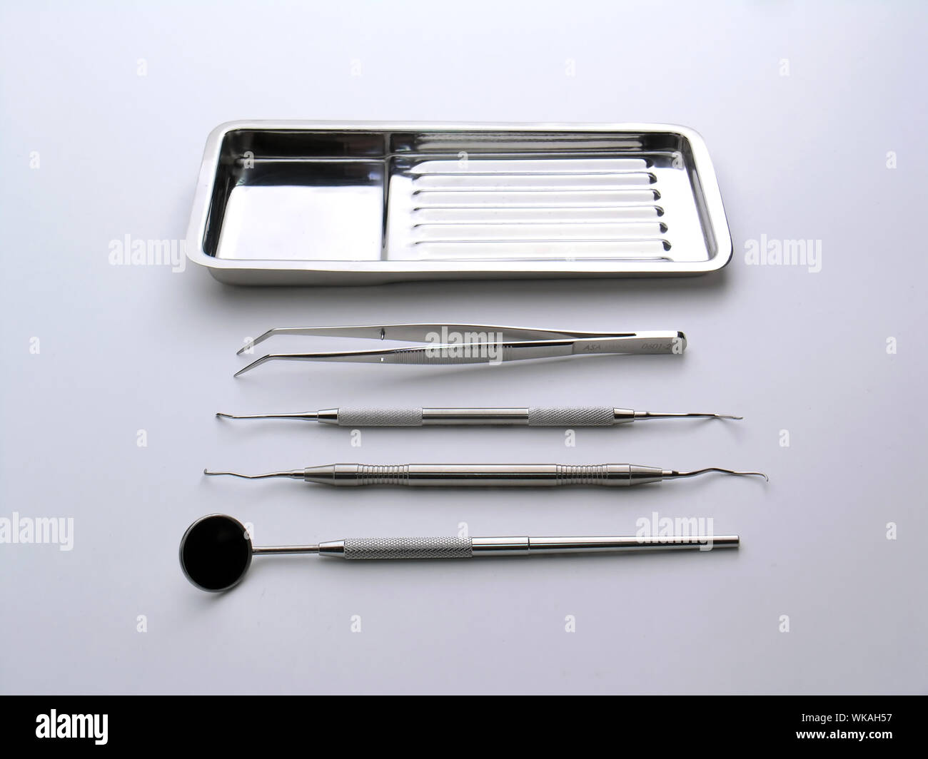 Close-up Dental Instruments on white background, metal, iron, steel ...