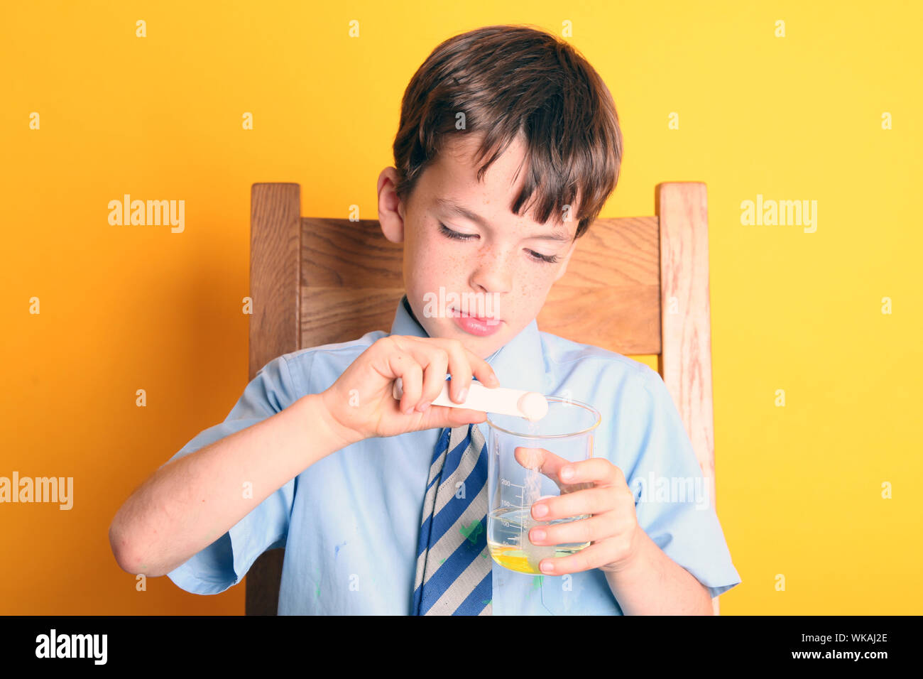 Extracting DNA from a Strawberry Science Experiment with Young Boy in ...