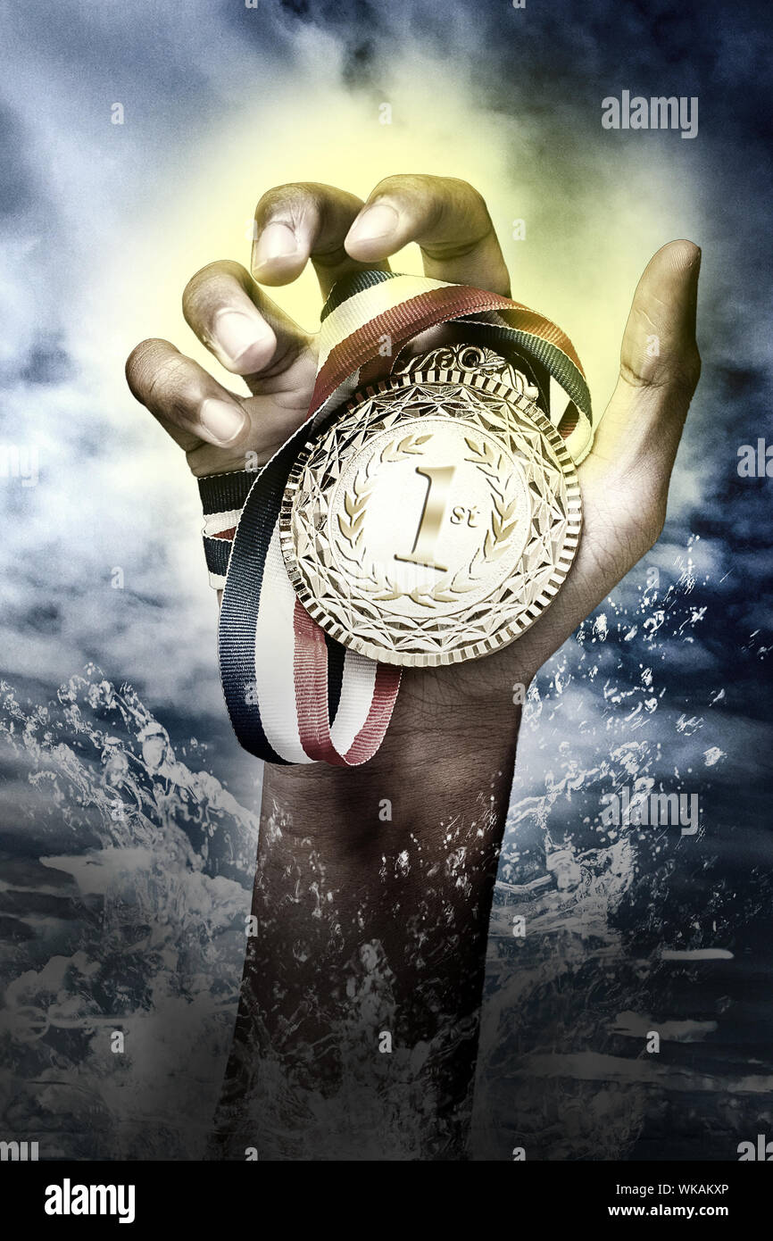 Victory holding trophy hi-res stock photography and images - Alamy