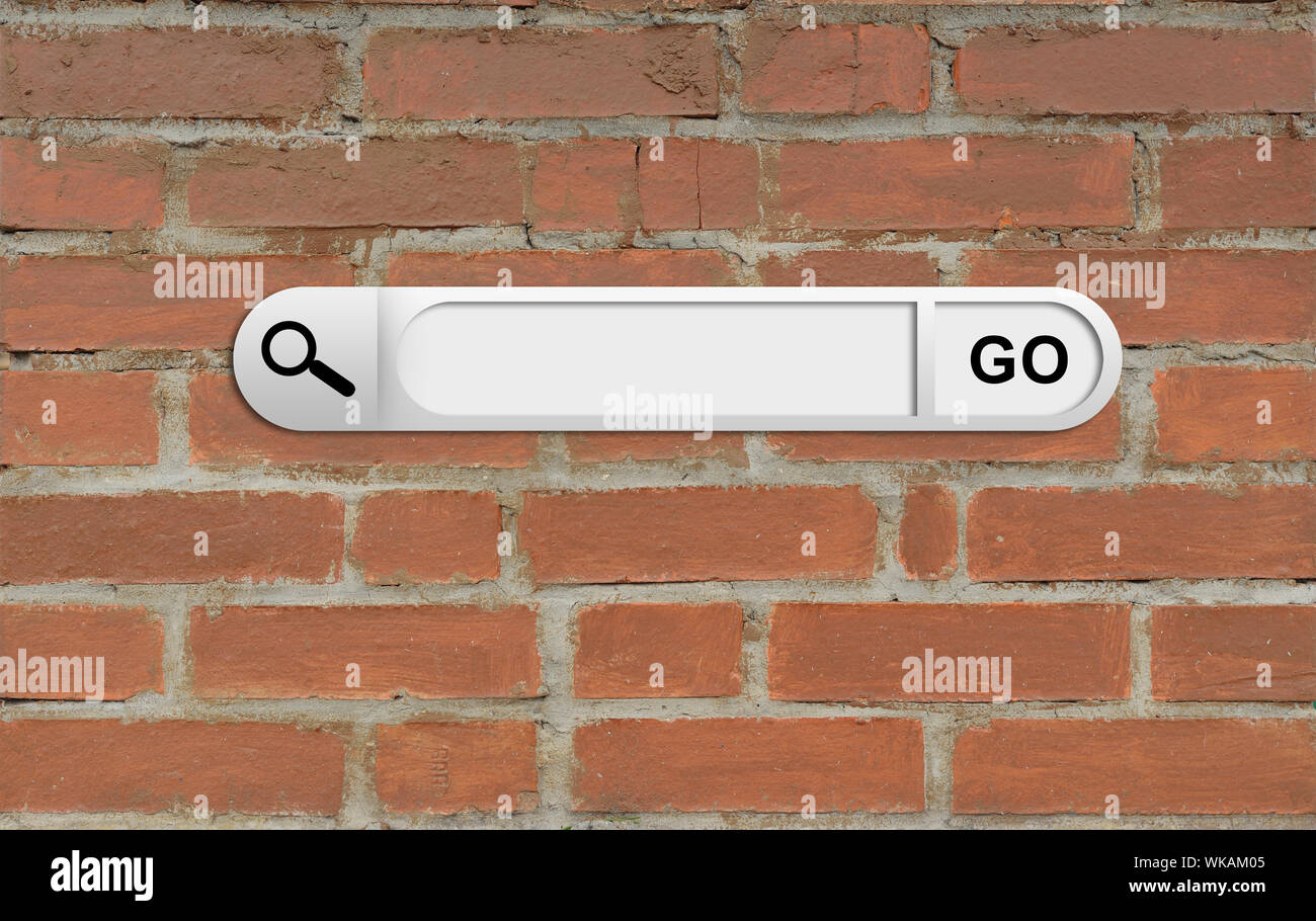 Search bar in browser. Brick wall as backdrop Stock Photo - Alamy