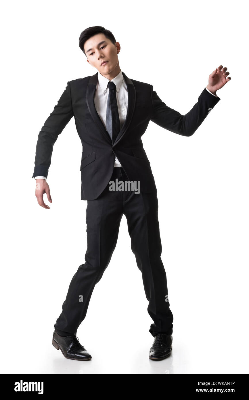 Marionette pose, asian business man isolated on white Stock Photo - Alamy