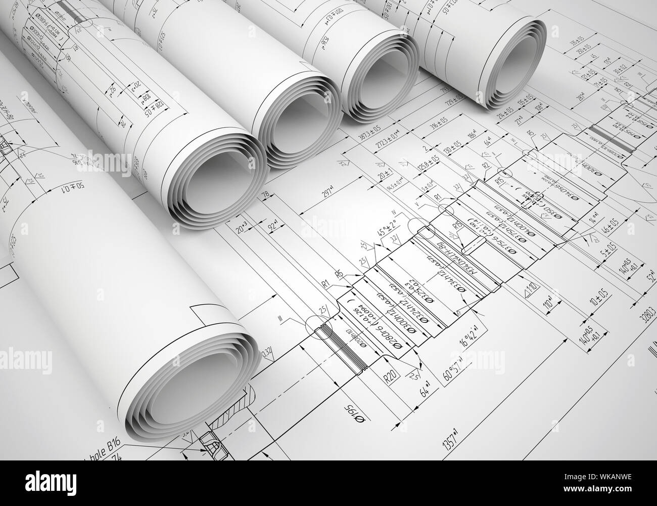 Scrolls engineering drawings hi-res stock photography and images - Alamy