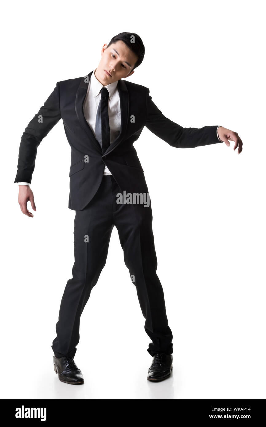 Marionette pose, asian business man isolated on white Stock Photo - Alamy