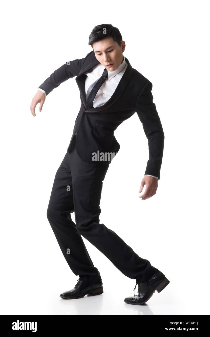 Marionette pose, asian business man isolated on white Stock Photo - Alamy