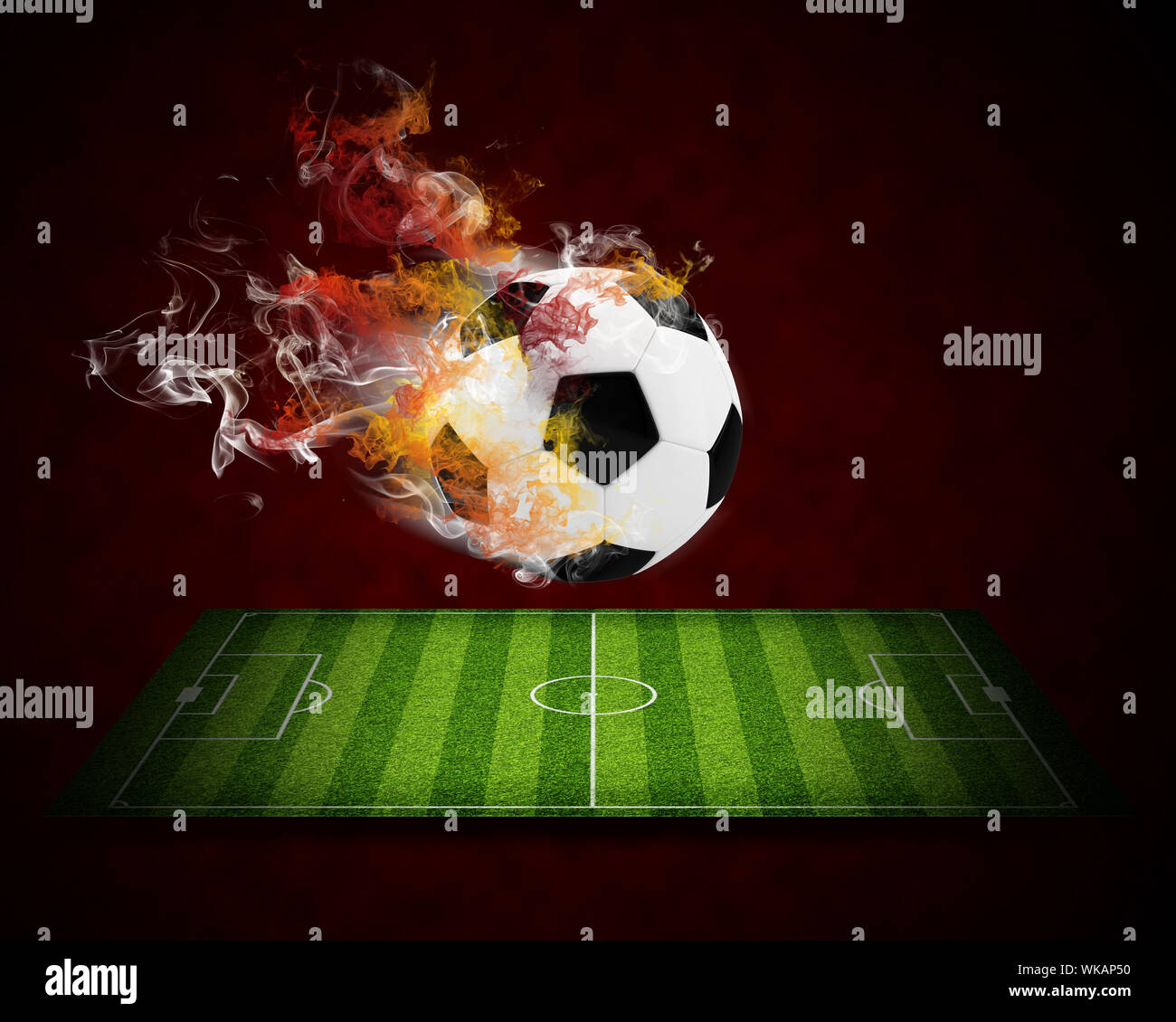 Soccer ball in the color of flame and smoke. Sport concept Stock Photo ...