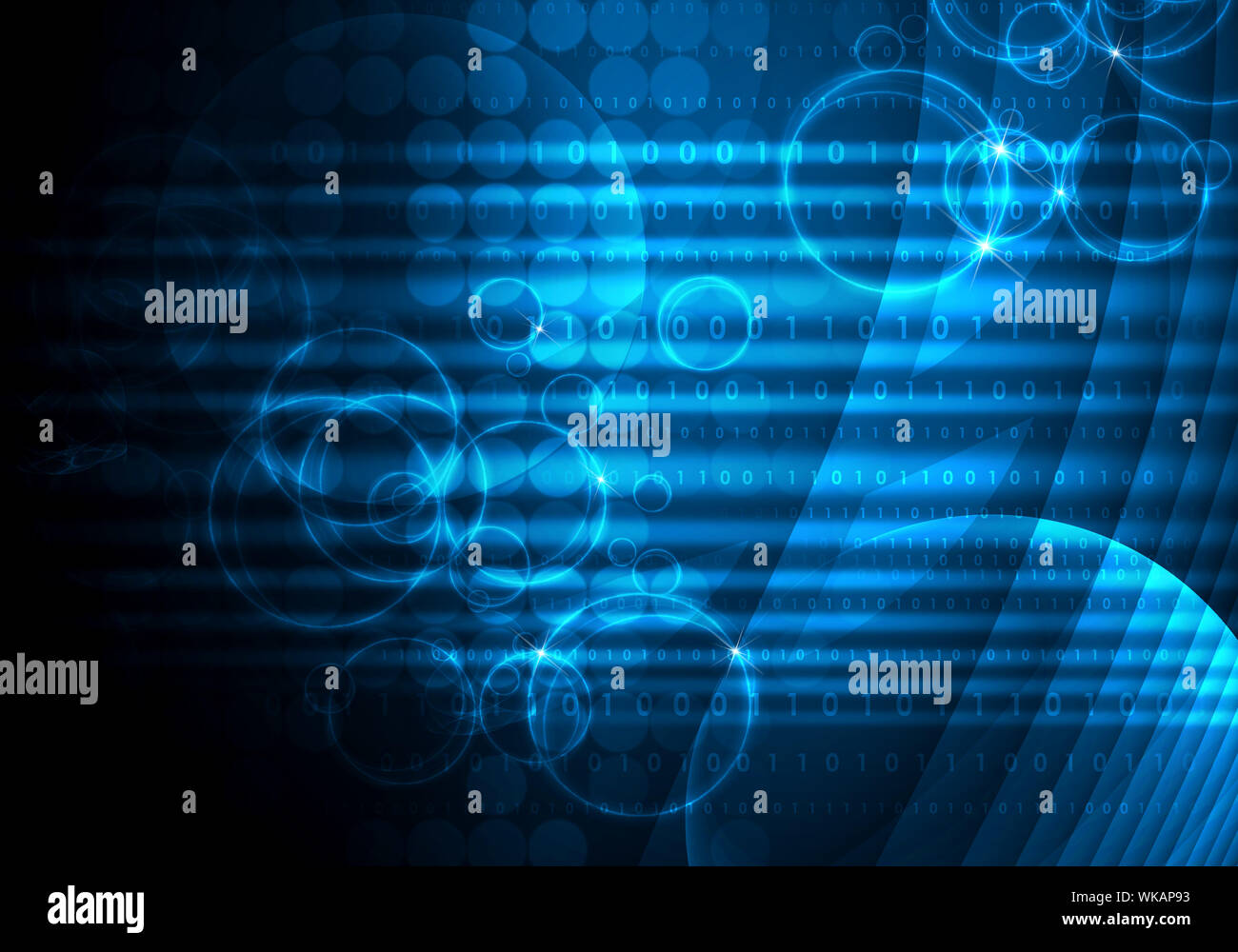 Glowing figures and circles. Hi-tech technological background Stock ...