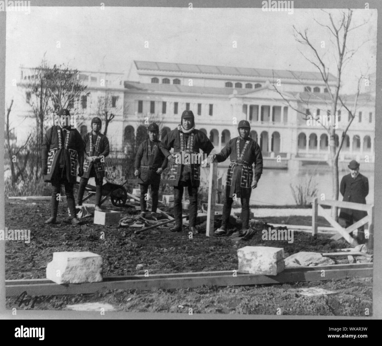 Japanese carpenters and stone masons in distinctive native attire ...