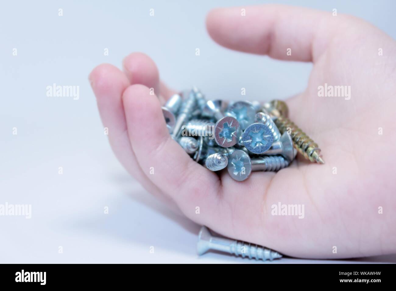 Hand holding screws hi-res stock photography and images - Alamy