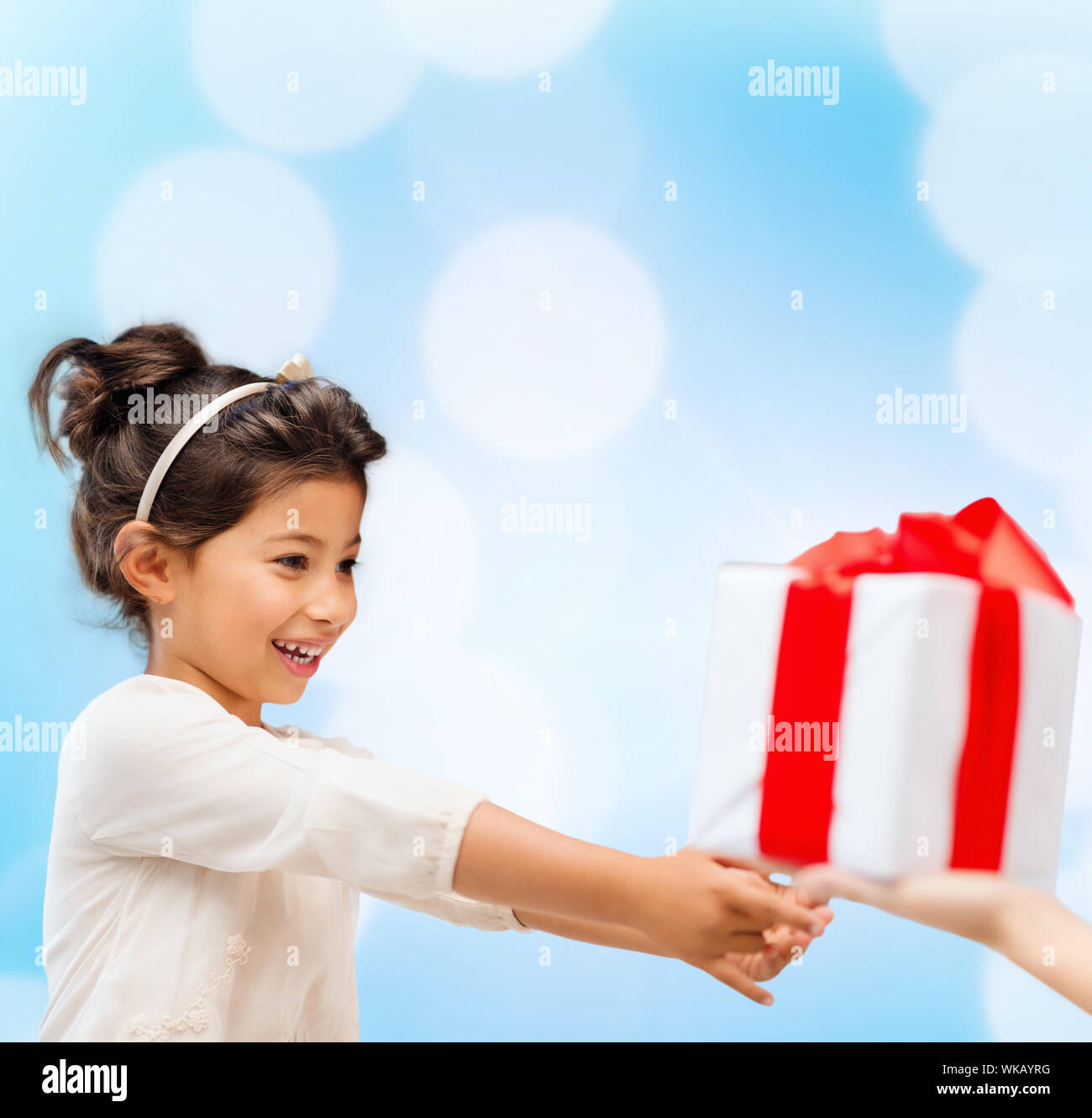 happy child girl with gift box Stock Photo - Alamy