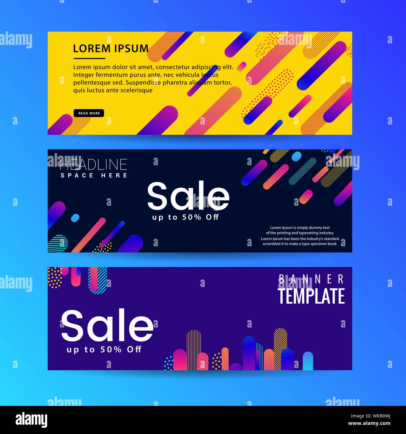 Abstract motion banners. Colorful geometric shapes composition. Trendy ...