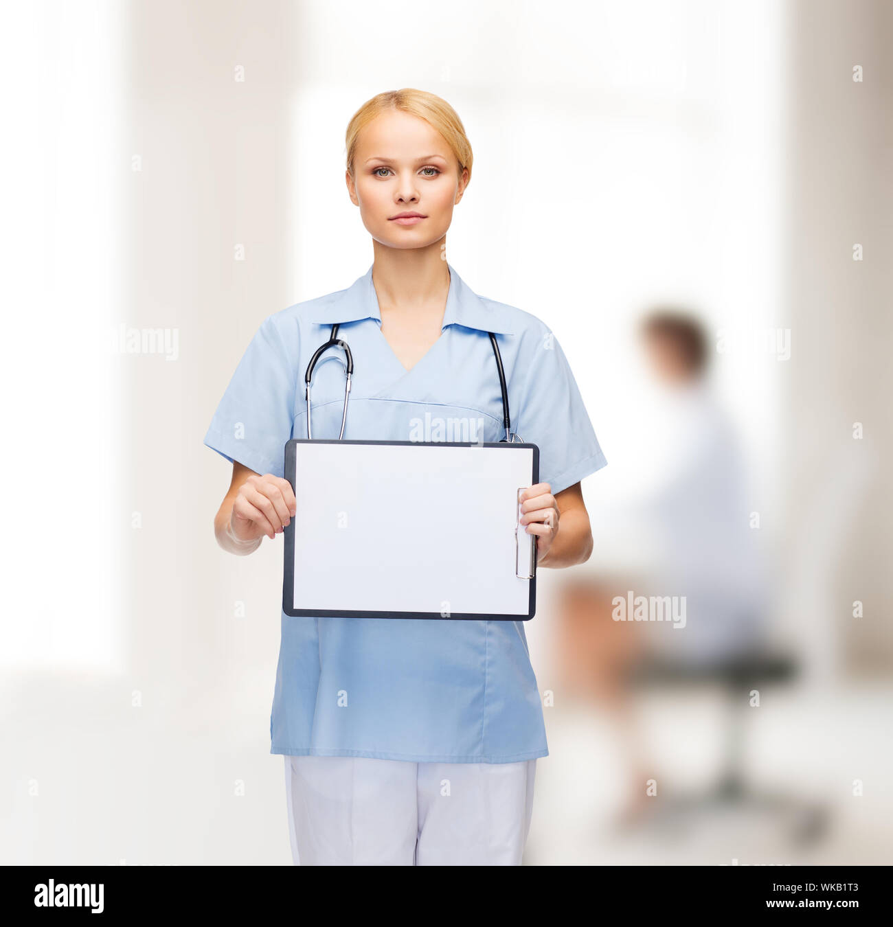 healthcare, medicine, advertisement and sale concept - smiling female ...