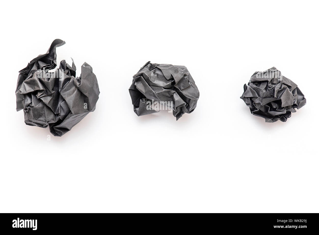 Real Black Paper crumpled as Ball, wrinkled paper texture, isolated on ...