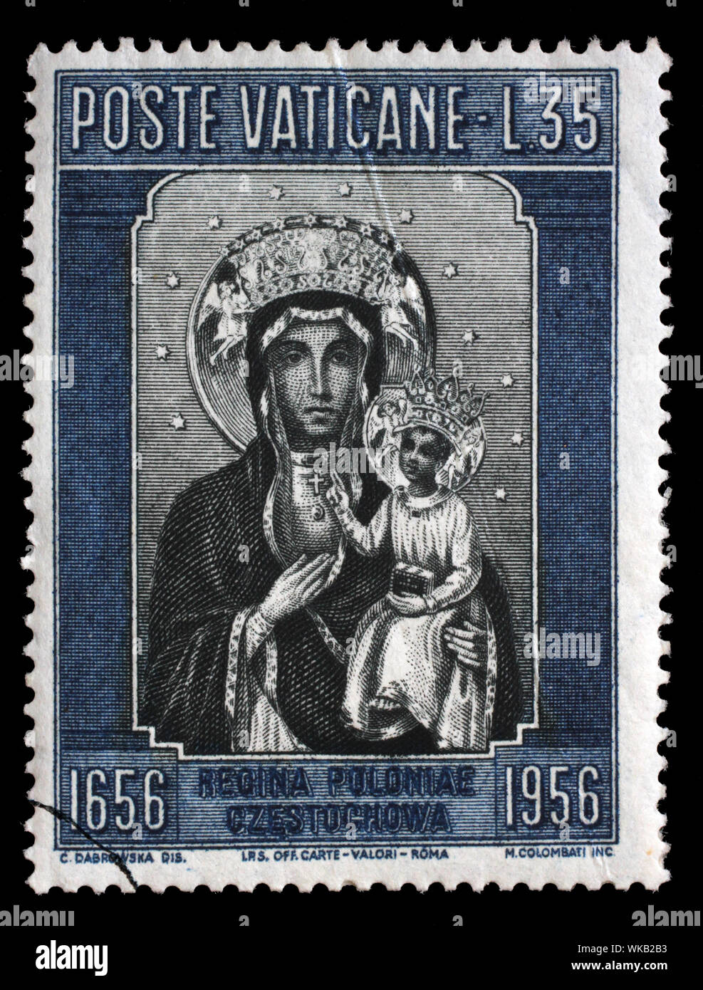 Stamp issued in Vatican shows Our Lady of Jasna Gora, Black Madonna of ...