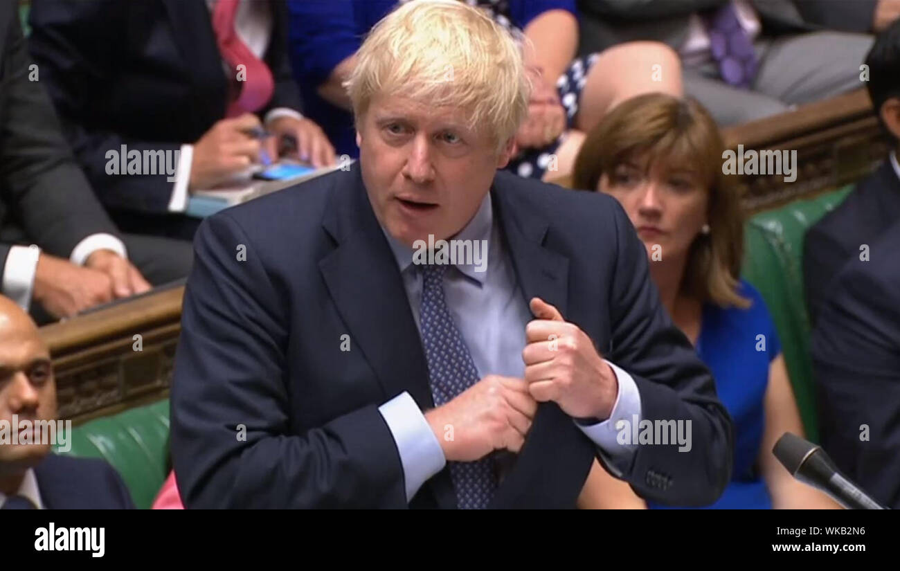 Prime Minister Boris Johnson speaks during Prime Minister's Questions ...
