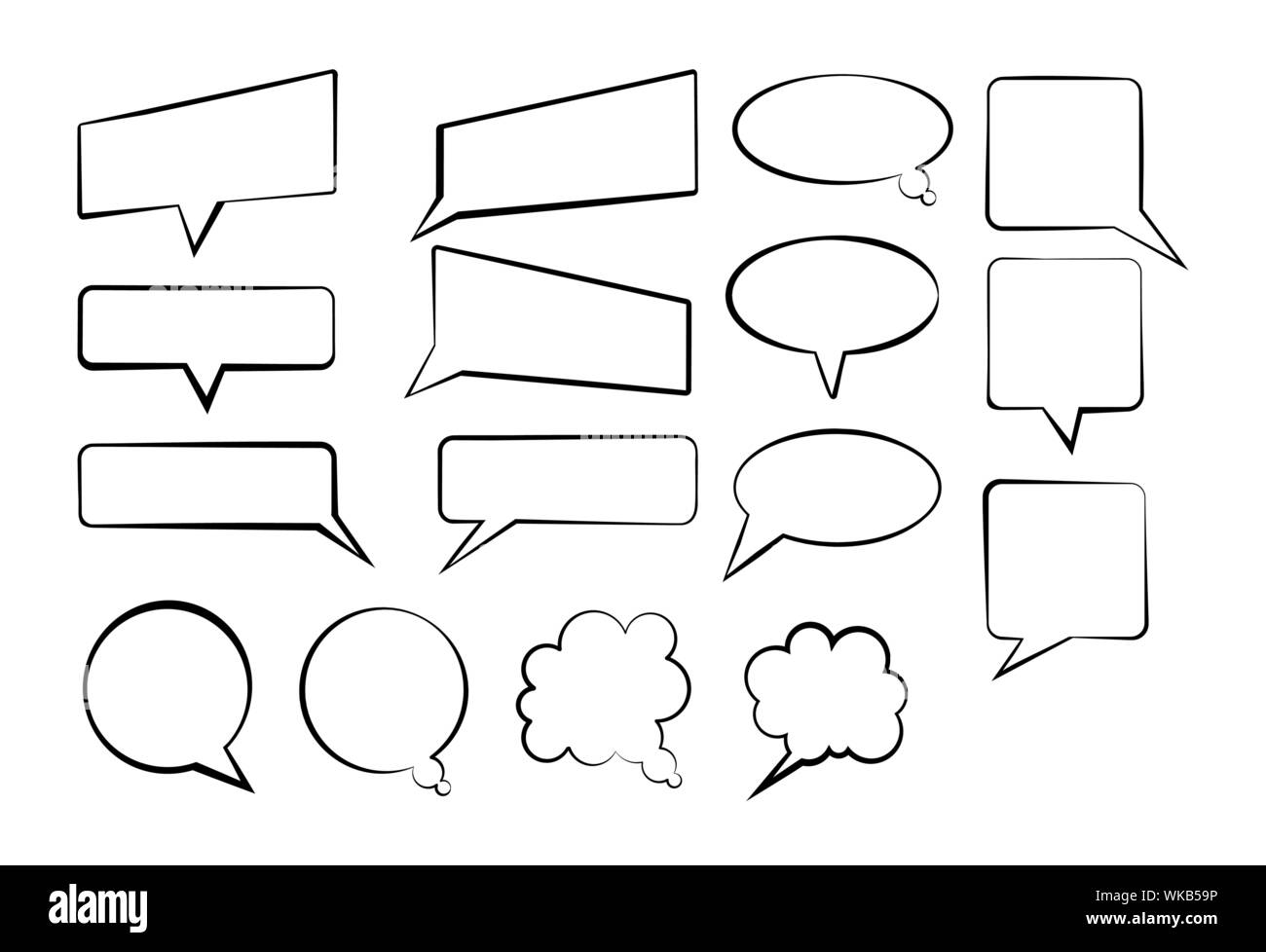 Set of flat transparent text fields for speeches, messages, quotes ...