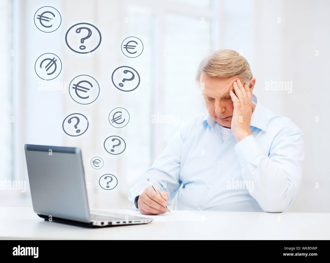 old man filling a form at home Stock Photo - Alamy