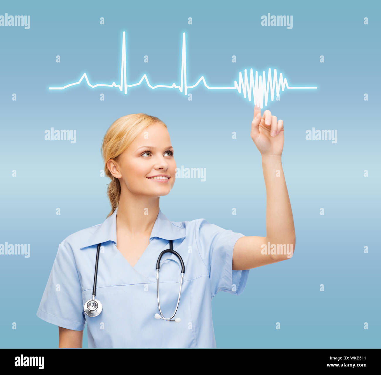 Doctor smiling touching ecg hi-res stock photography and images - Alamy