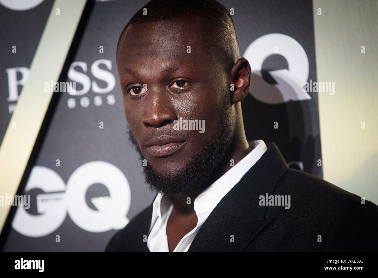 Stormzy arriving at the GQ Men of the Year Awards 2019 in association ...